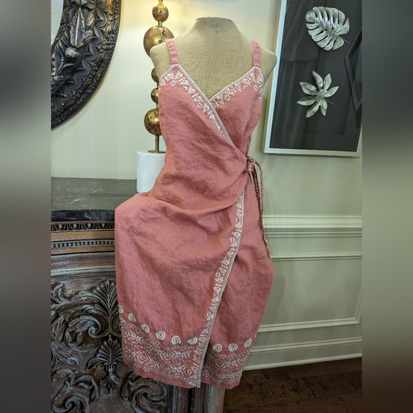 Johnny Was | Dresses | Johnny Was Colette Linen Wrap Dress Medium ...